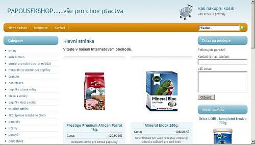E-shop pro papoušky - Jihomoravský kraj, Prodám | ChovZvířat.cz